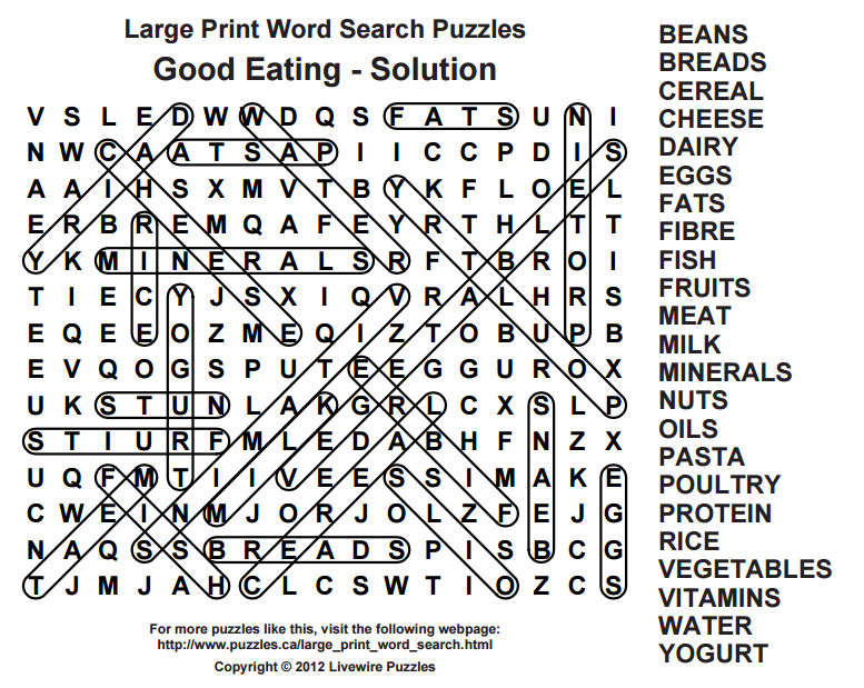 Cereal Box Word Search